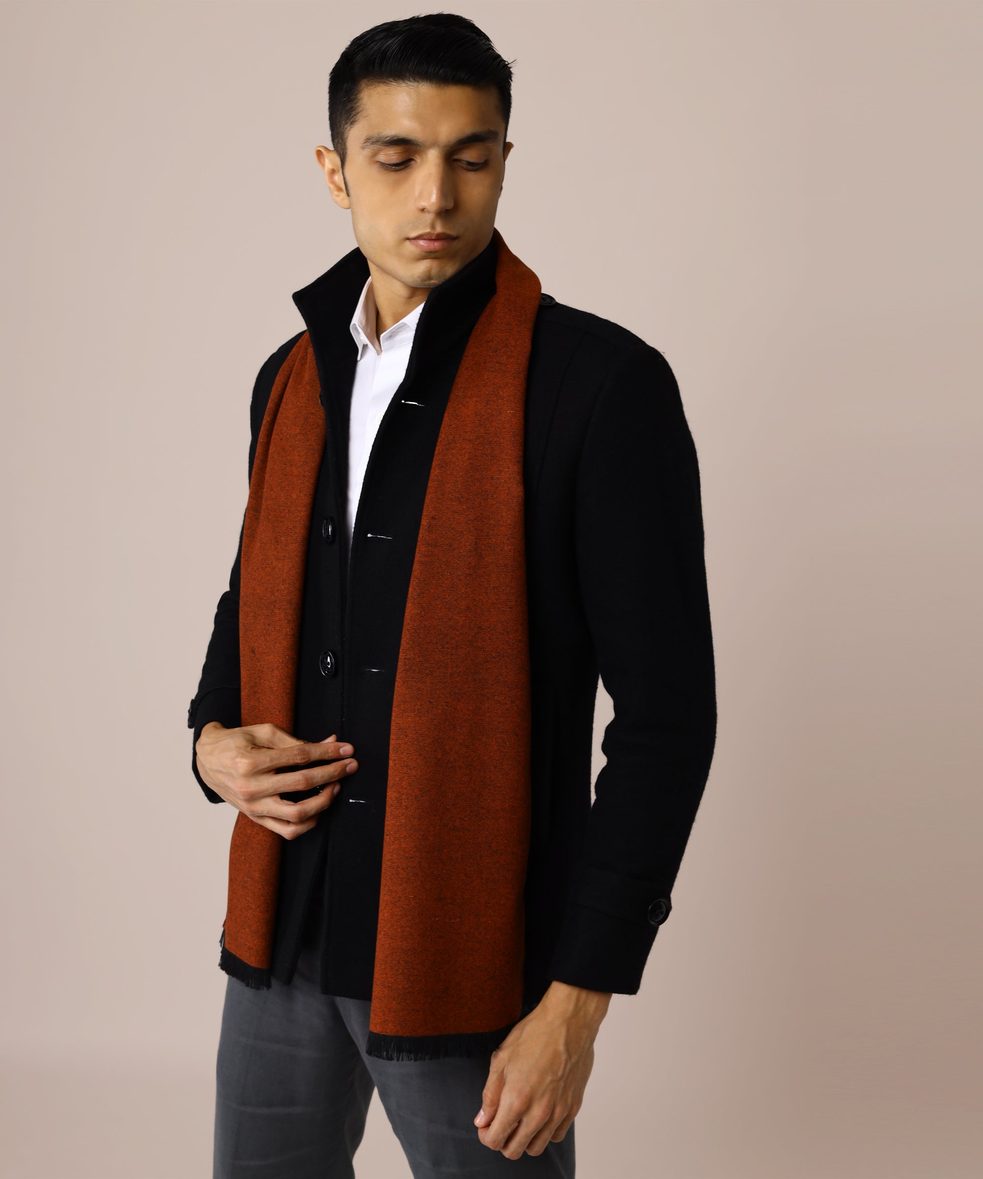 Rust Tweed Scarf – Bow & Square