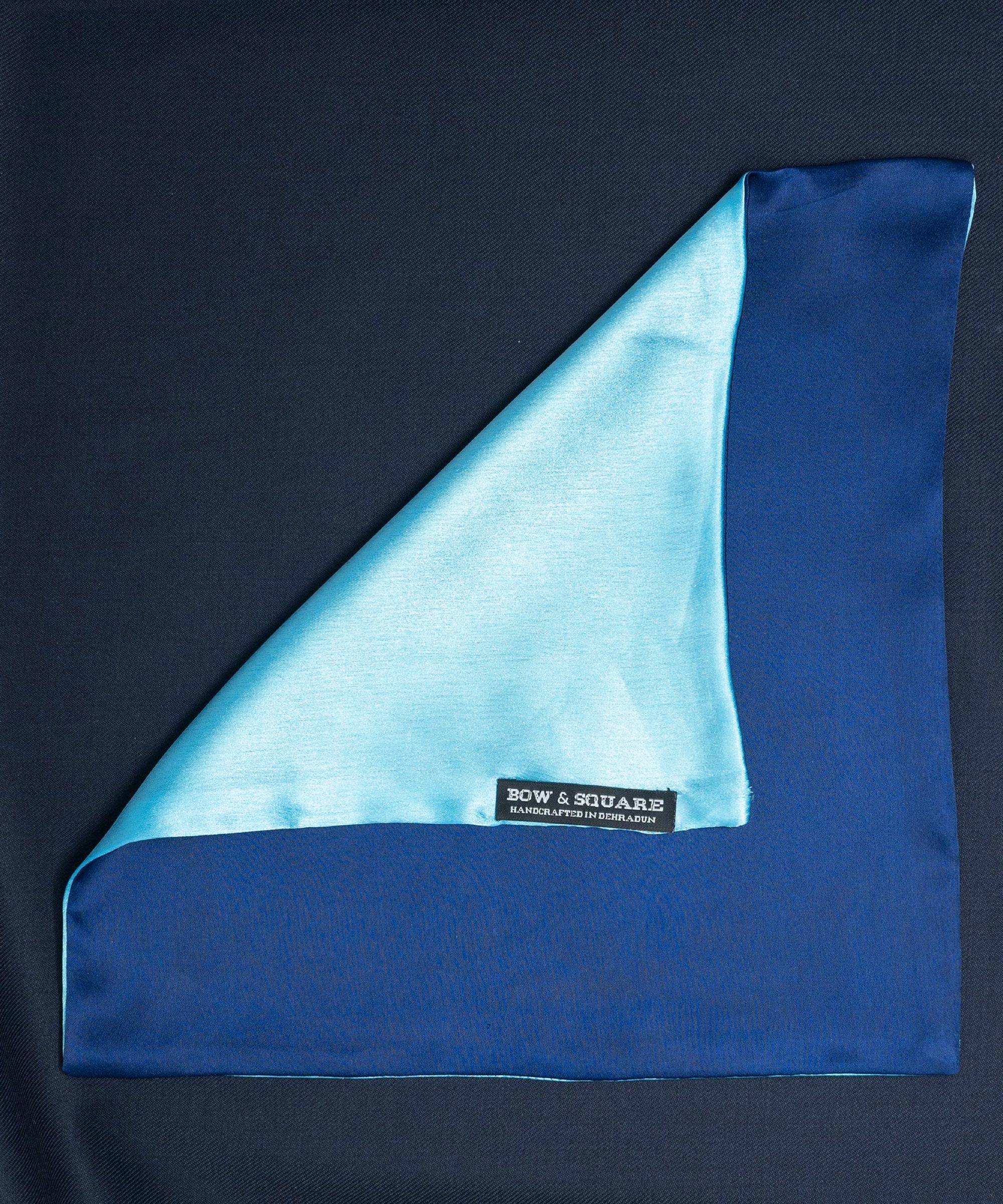 After 8 Solid Blue Pocket Square – Bow & Square